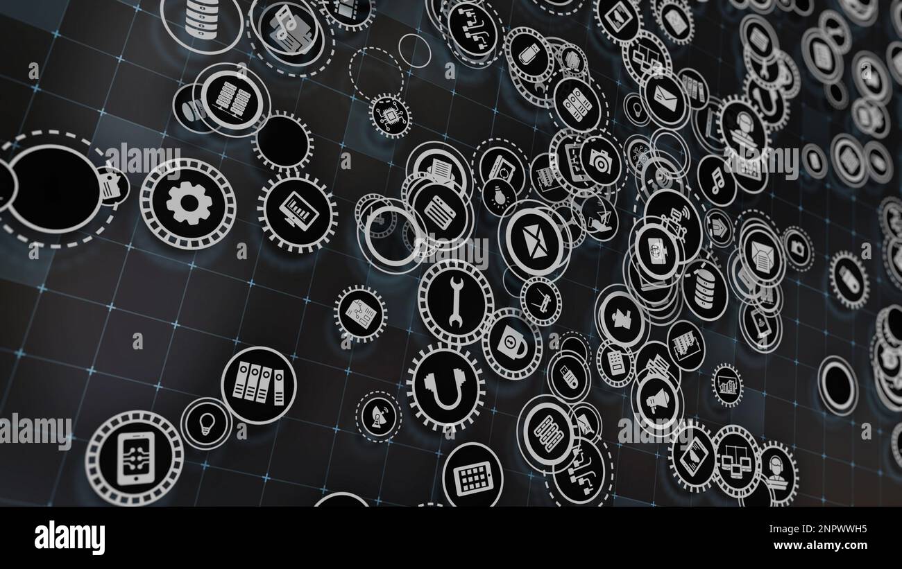 3D rendering the concept of cloud technologies and server data processing. Abstract service ...