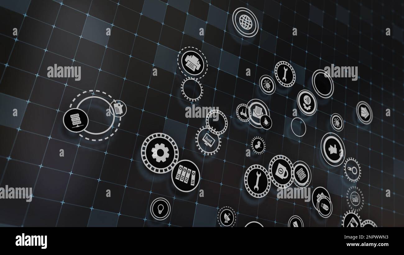 3D rendering the concept of cloud technologies and server data processing. Abstract service ...