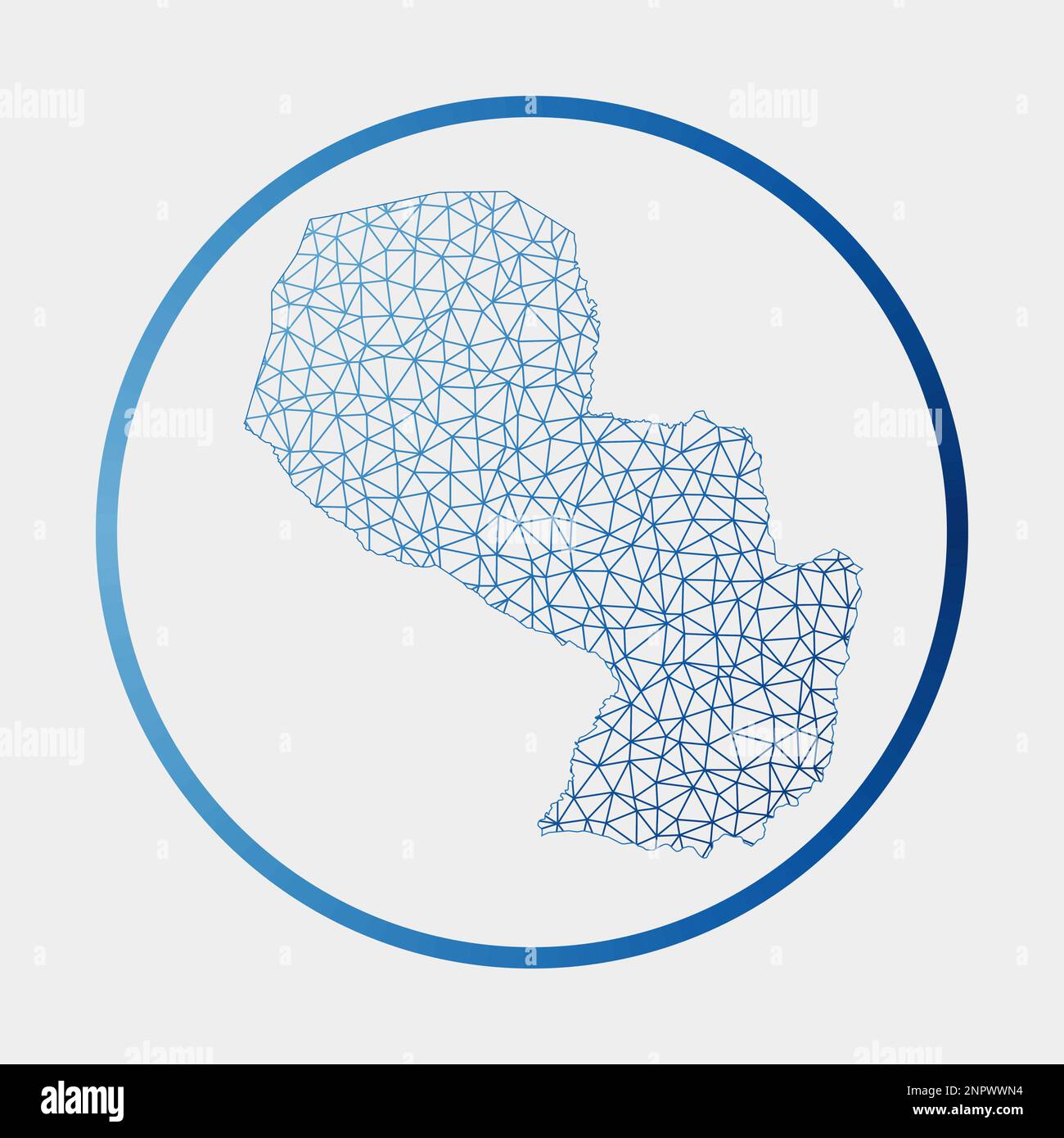 Paraguay icon. Network map of the country. Round Paraguay sign with ...