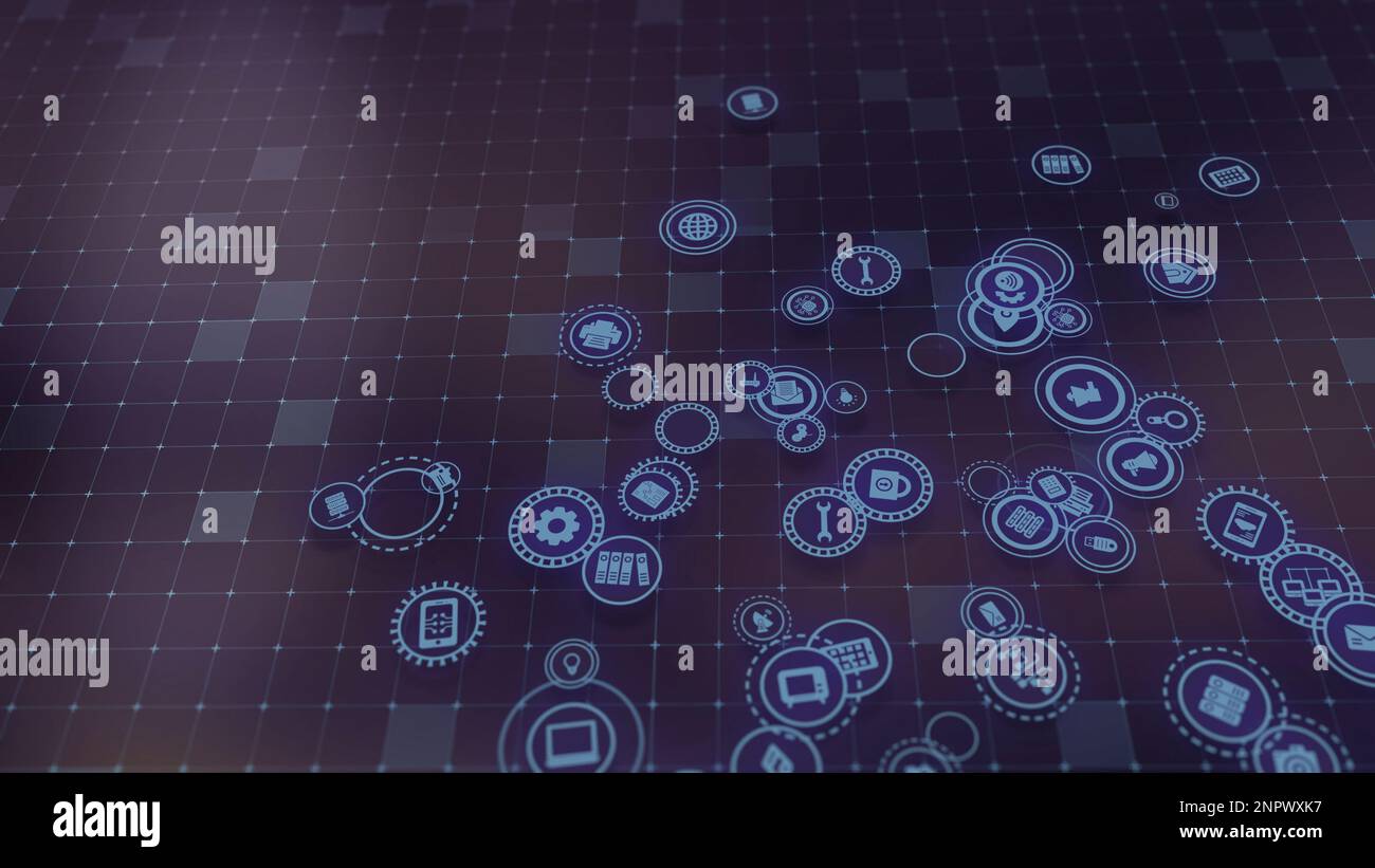 3D rendering the concept of cloud technologies and server data ...