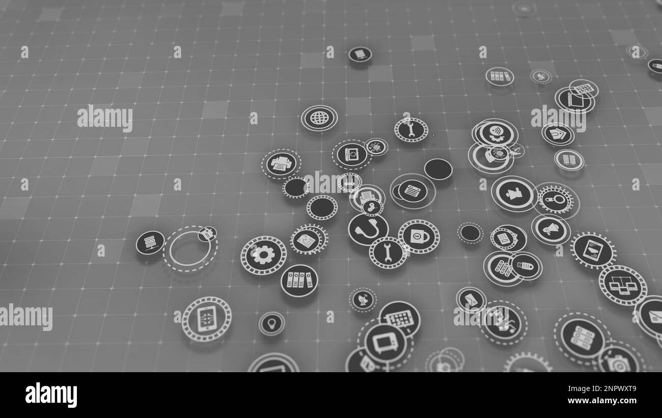 3D rendering the concept of cloud technologies and server data ...