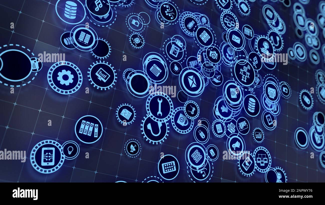 3D rendering the concept of cloud technologies and server data ...