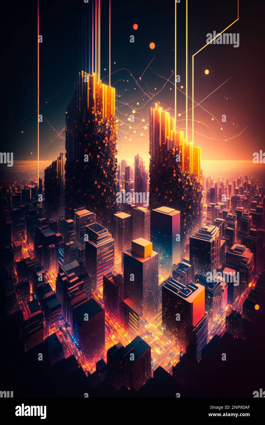 Smart City Skyline with skyscrapers in the future - created with AI ...