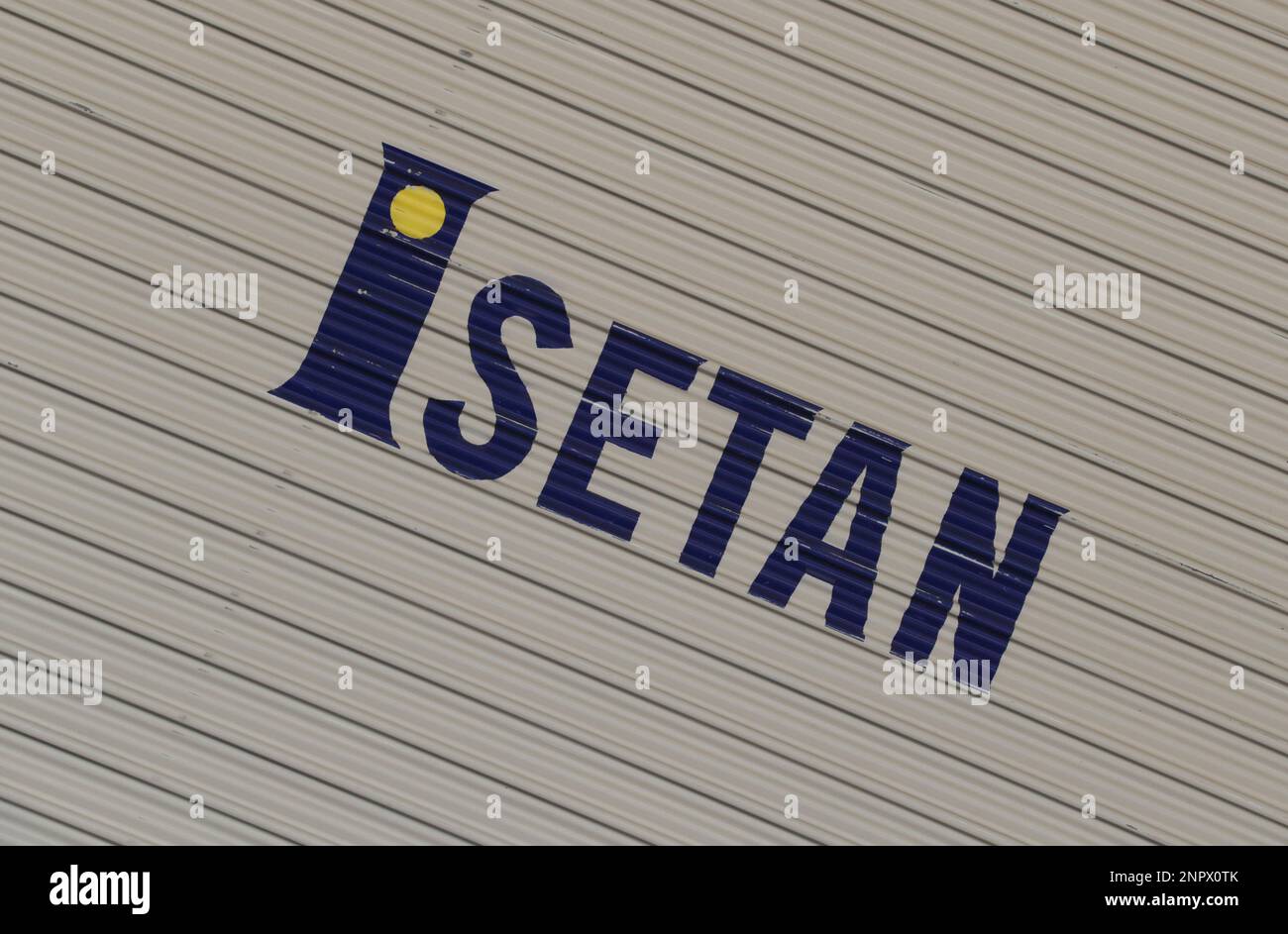 The logo of a Japanese department store Isetan is seen in Shinjuku Ward ...