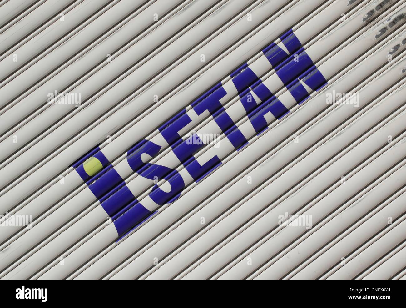 The logo of a Japanese department store Isetan is seen in Shinjuku Ward ...