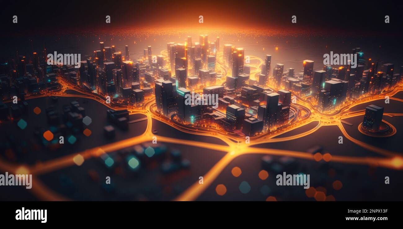 Smart City Skyline with skyscrapers in the future - created with AI ...