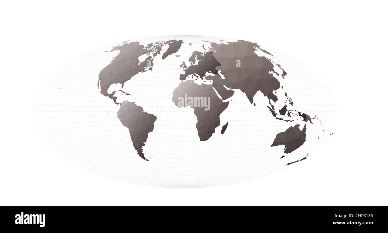 Low poly style world map. Aitoff projection. Powerful vector ...