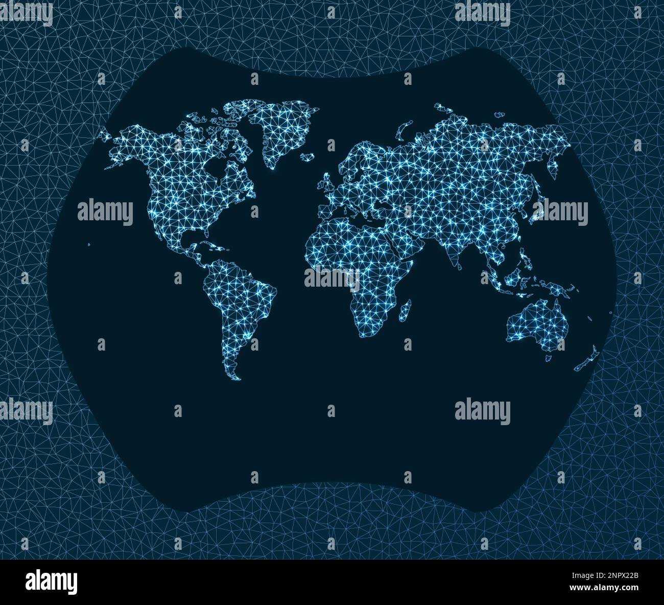 Network map of the world. Larrivee projection. World Network. Radiant ...
