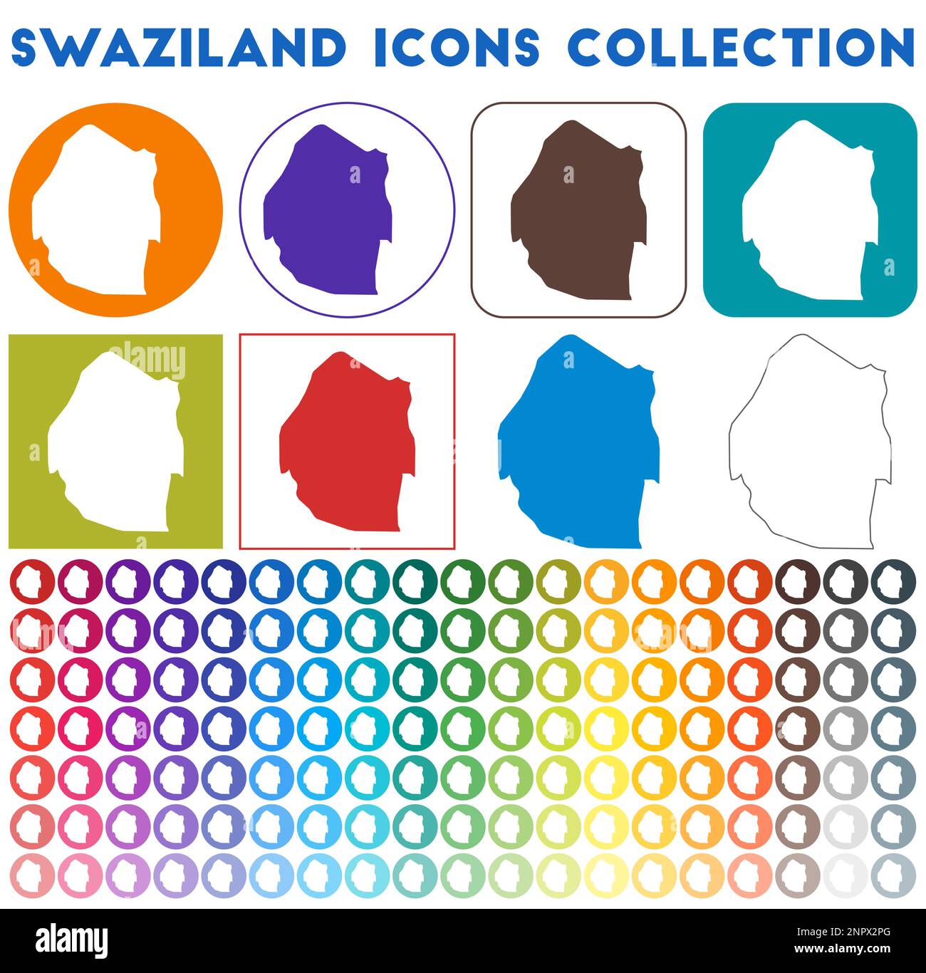 Swaziland icons collection. Bright colorful trendy map icons. Modern ...