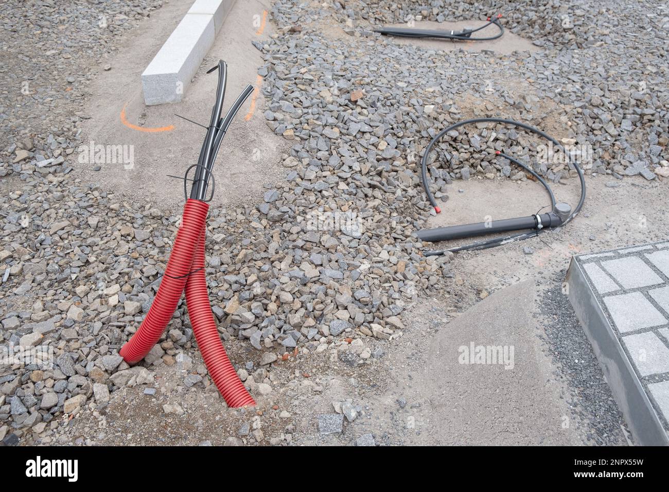 Plumbing installation of water pipe and sewerage system on the ...