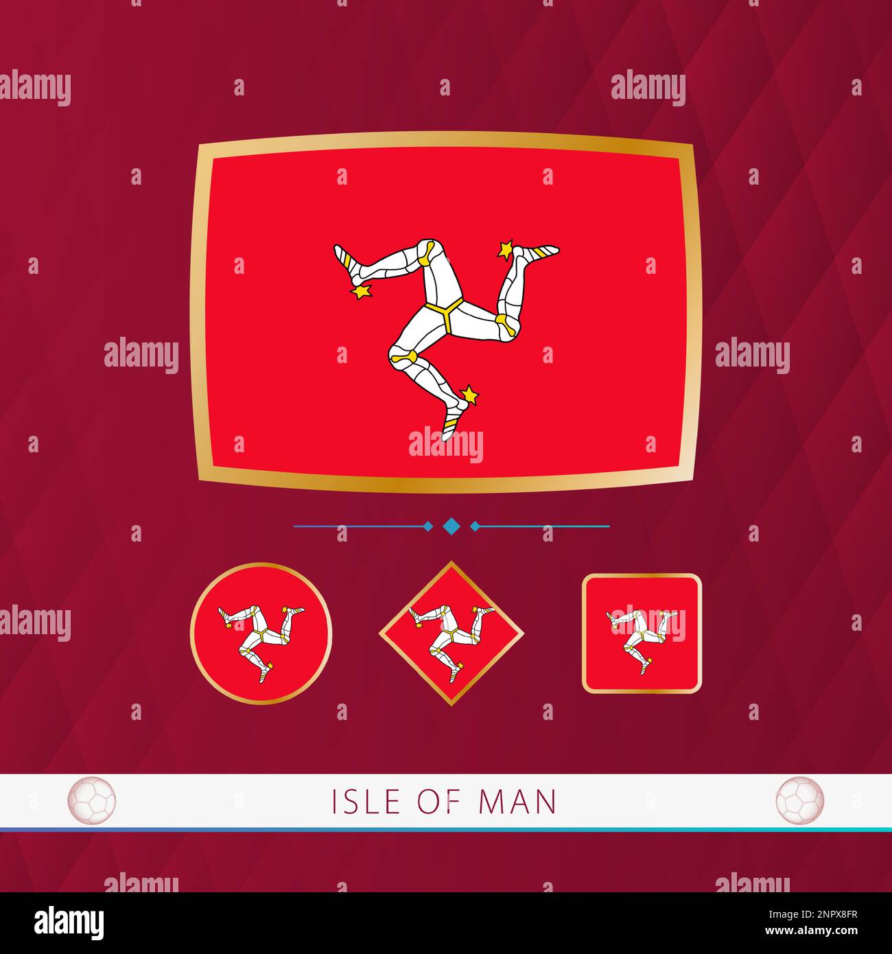 Set of Isle of Man flags with gold frame for use at sporting events on ...