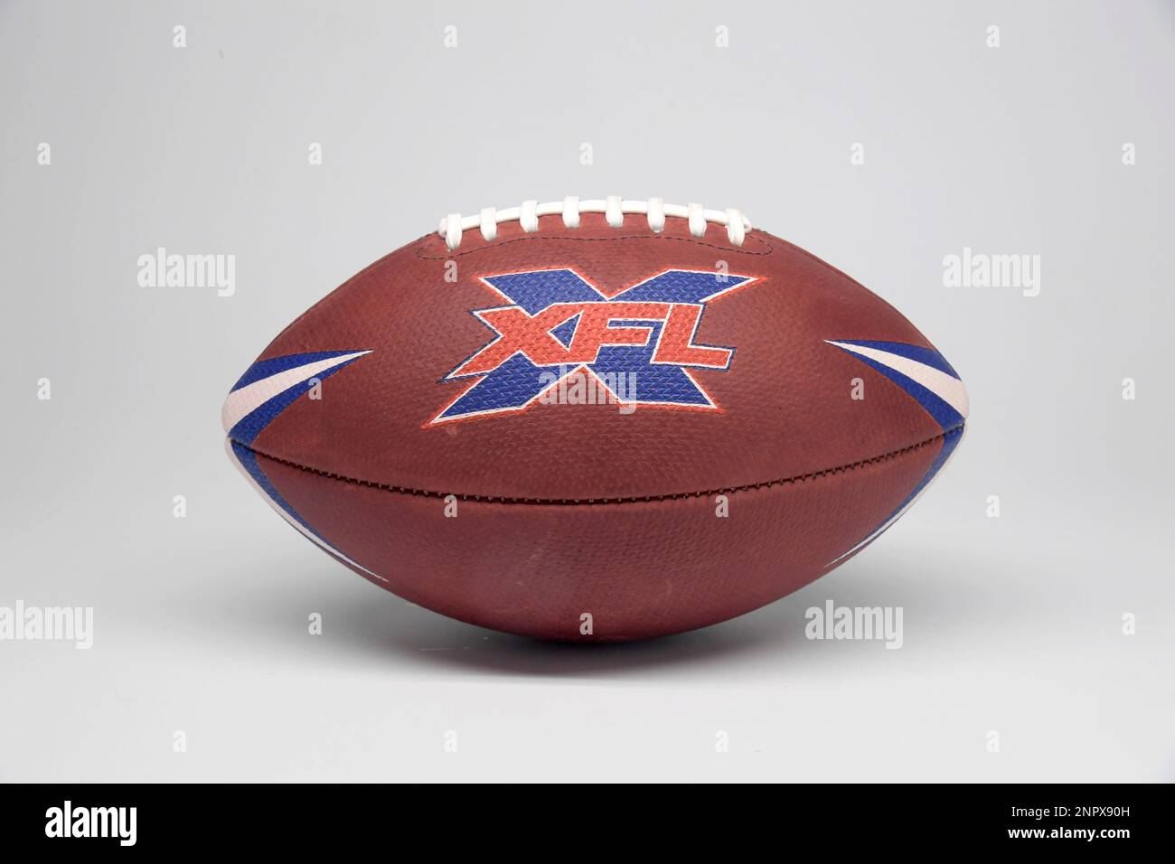 An authentic XFL logo official football is seen on Friday, June 23 ...