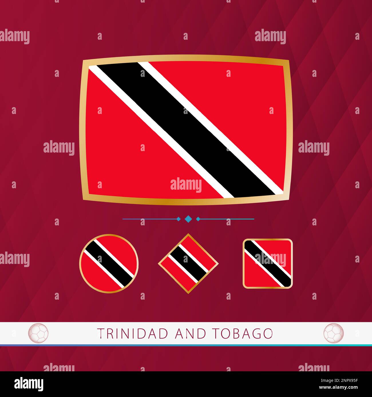 Set of Trinidad and Tobago flags with gold frame for use at sporting ...