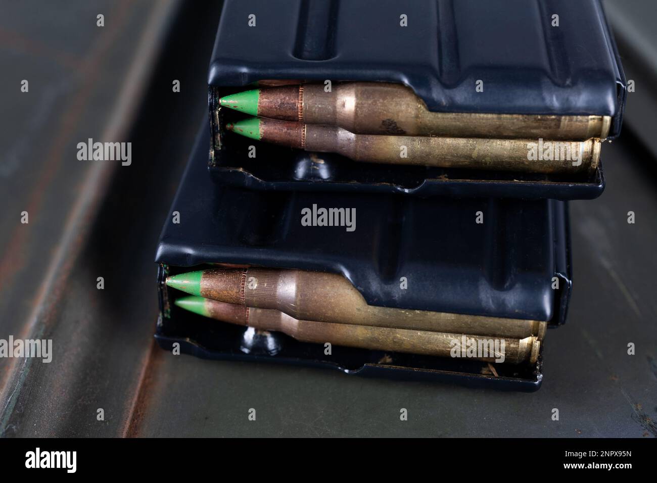5.56×45mm cartridges with standard lead core bullets with steel ...