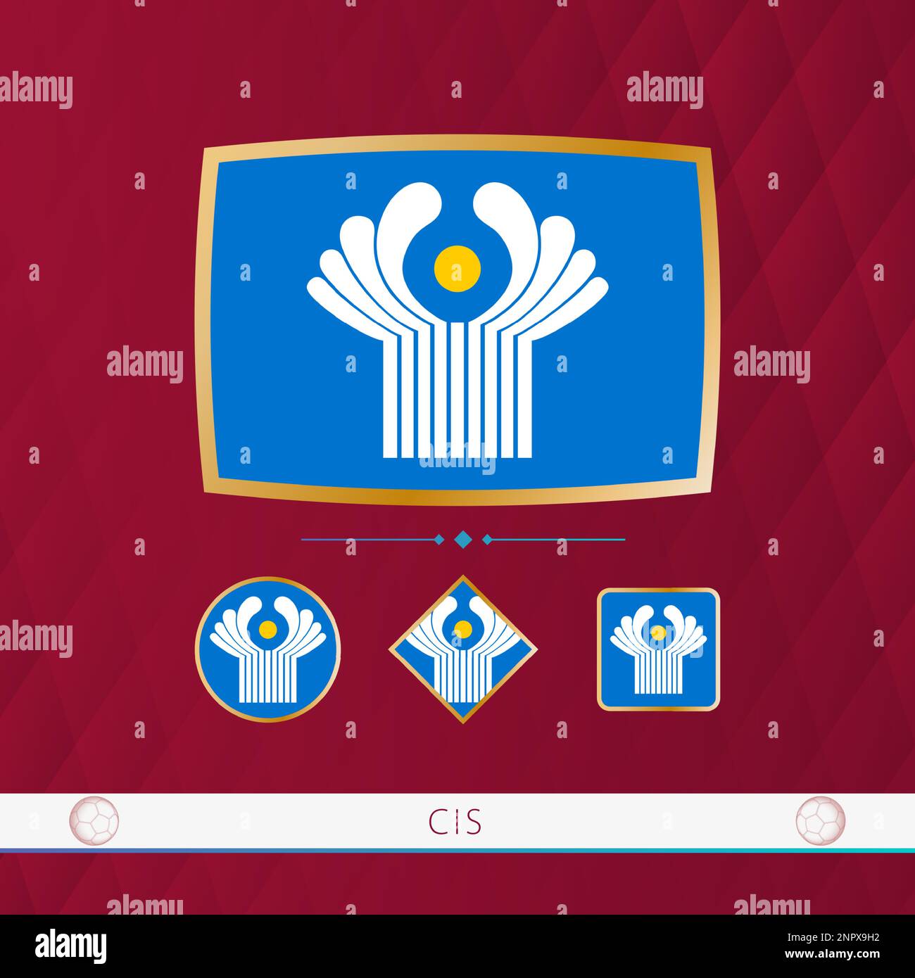 Set of CIS flags with gold frame for use at sporting events on a ...