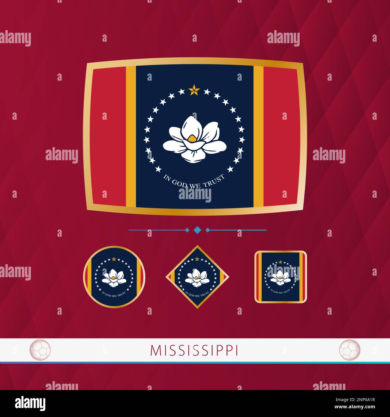 Set of Mississippi flags with gold frame for use at sporting events on ...