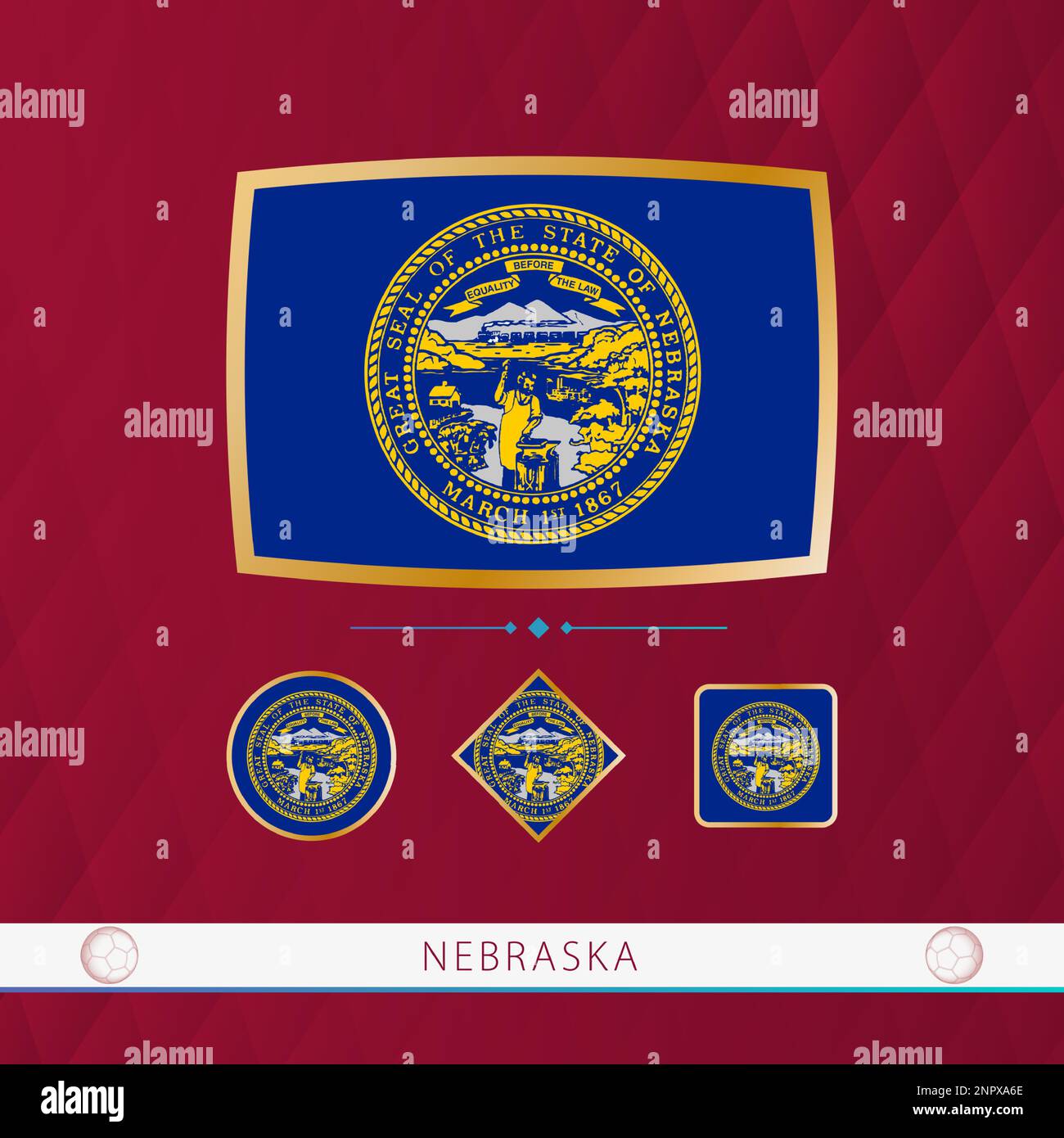 Set of Nebraska flags with gold frame for use at sporting events on a ...