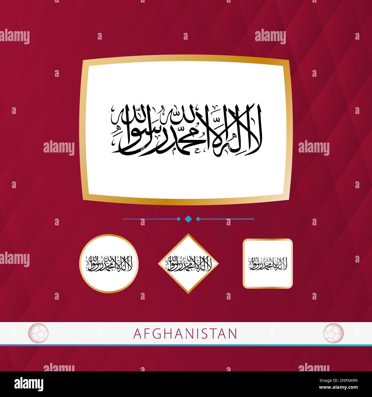 Set of Afghanistan flags with gold frame for use at sporting events on ...