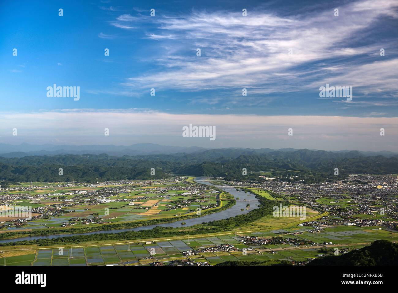 A picture shows Hii-gawa river which starts mountains of Oku-izumo and ...