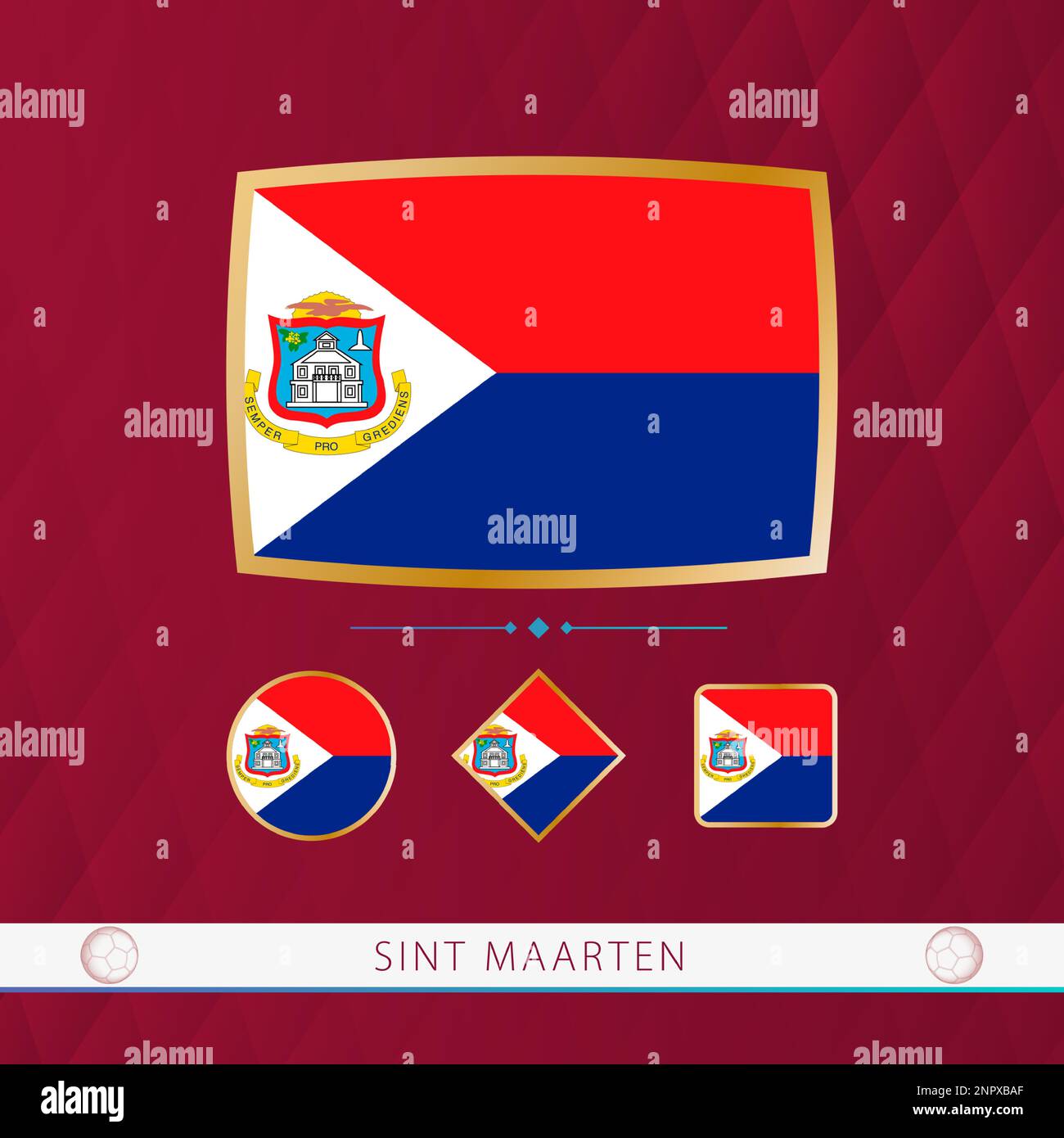 Set of Sint Maarten flags with gold frame for use at sporting events on ...