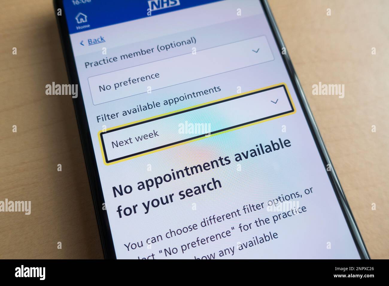 NHS app showing appointments available with GP when selected next 8 ...