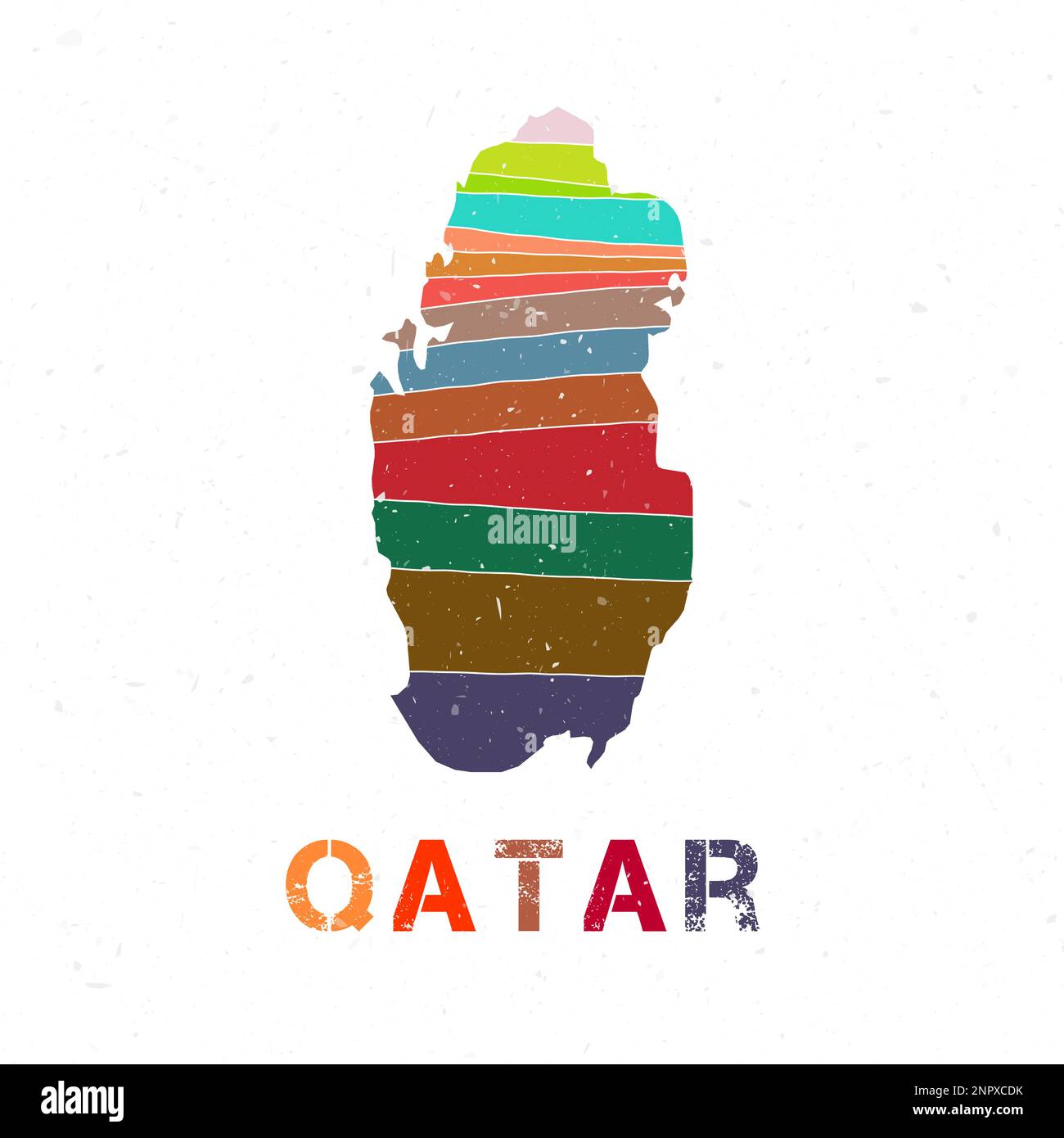 Qatar map design. Shape of the country with beautiful geometric waves ...