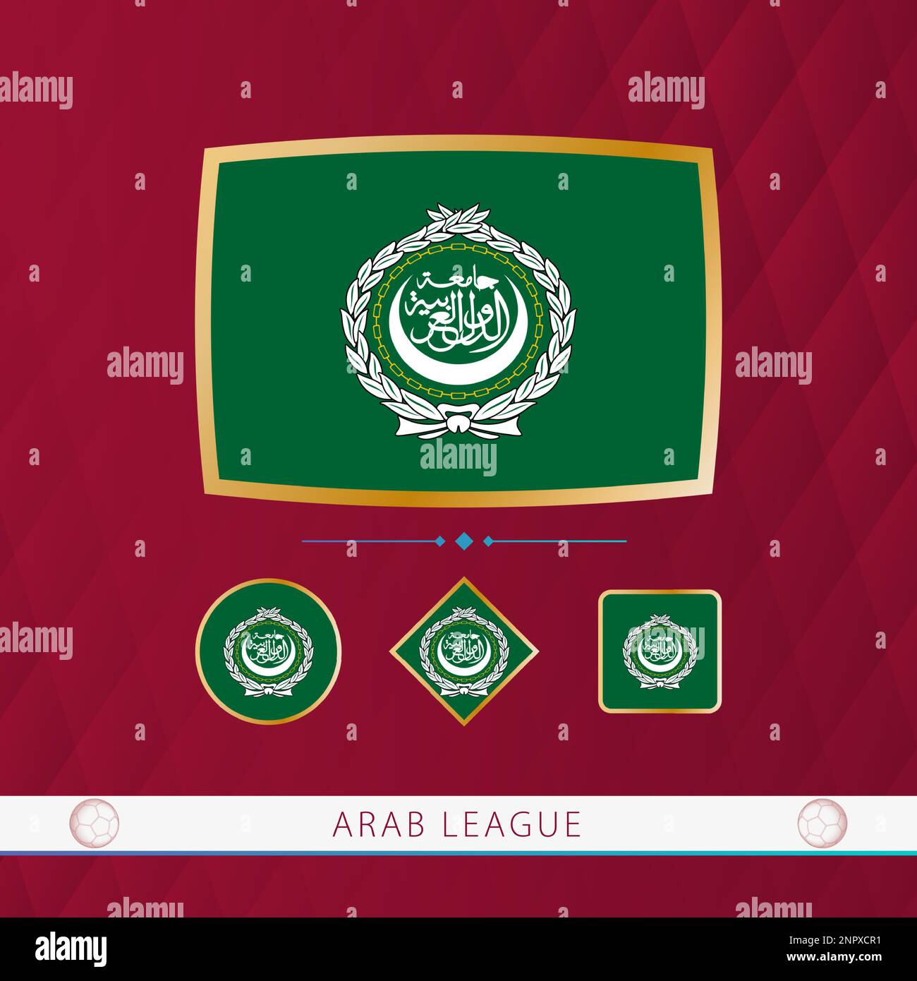 Set of Arab League flags with gold frame for use at sporting events on ...