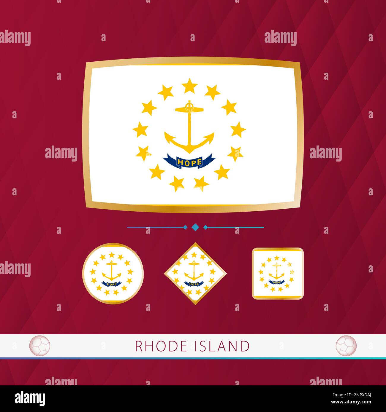 Set of Rhode Island flags with gold frame for use at sporting events on ...