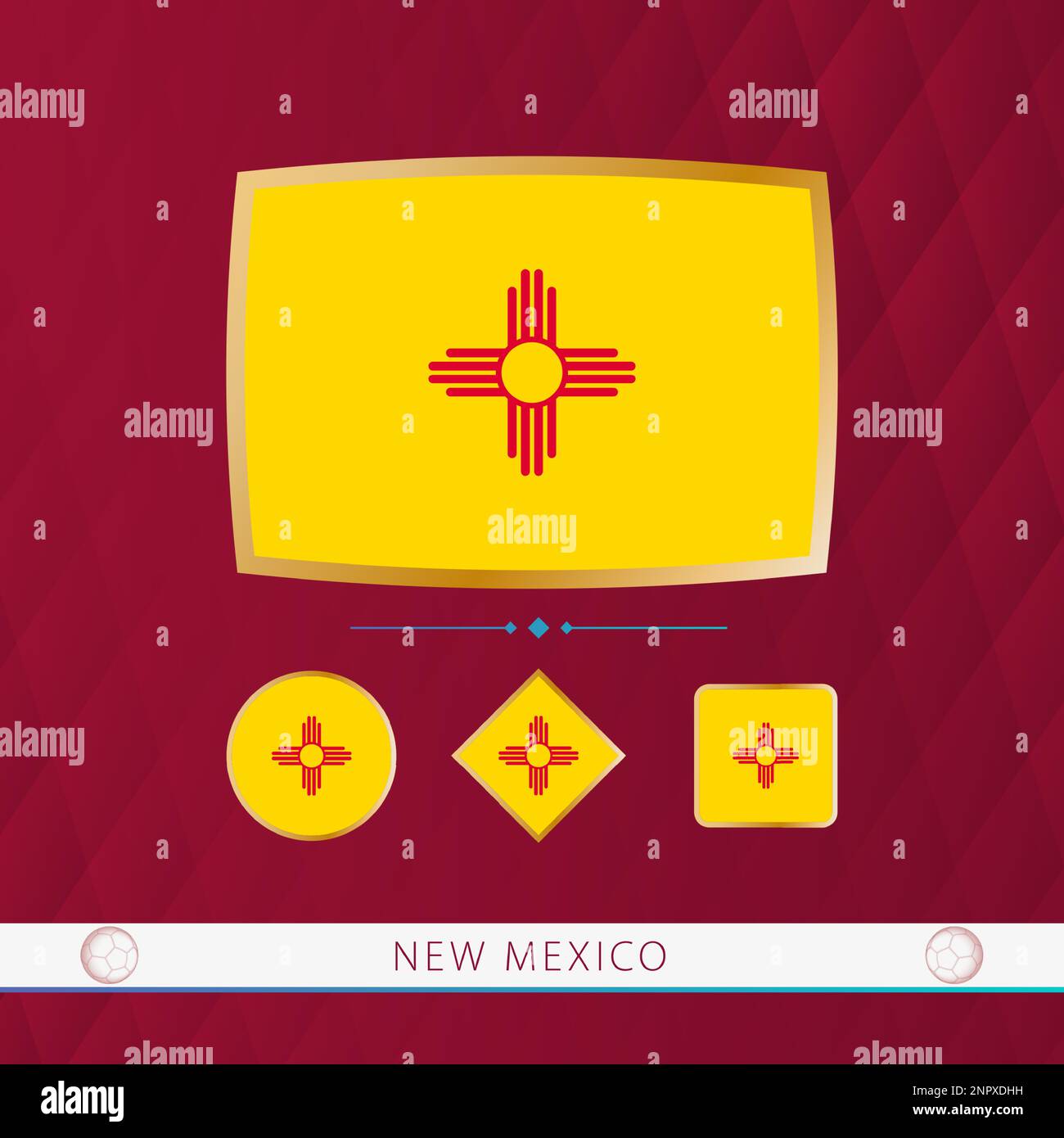 Set of New Mexico flags with gold frame for use at sporting events on a ...