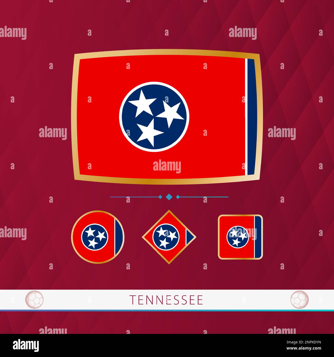 Set of Tennessee flags with gold frame for use at sporting events on a ...