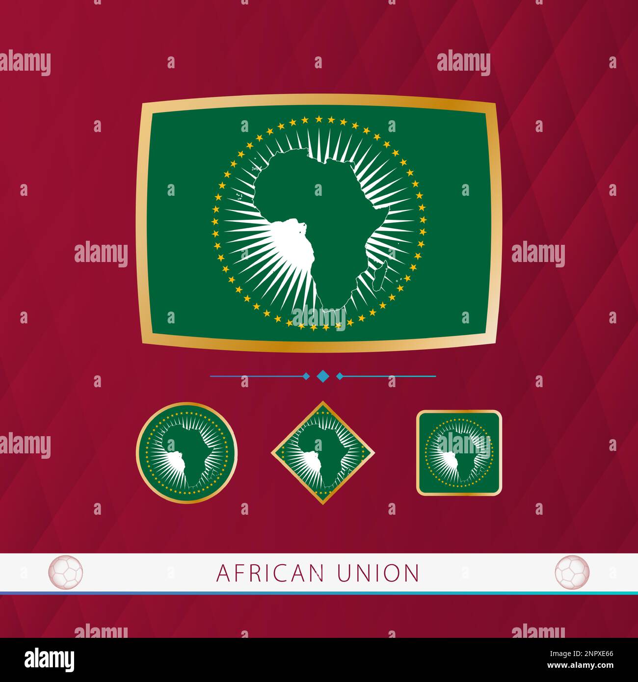 Set of African Union flags with gold frame for use at sporting events ...