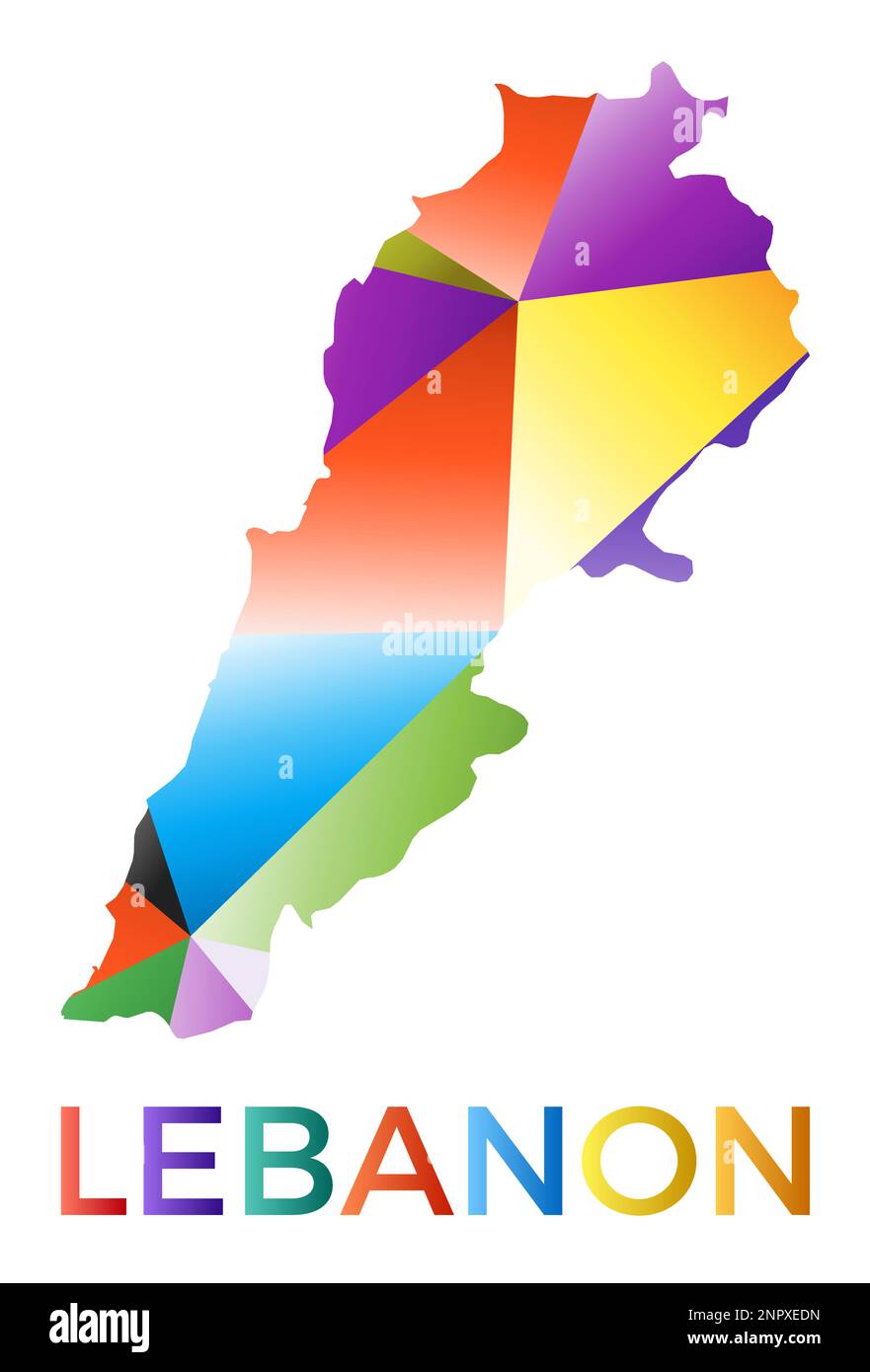 Bright colored Lebanon shape. Multicolor geometric style country logo ...