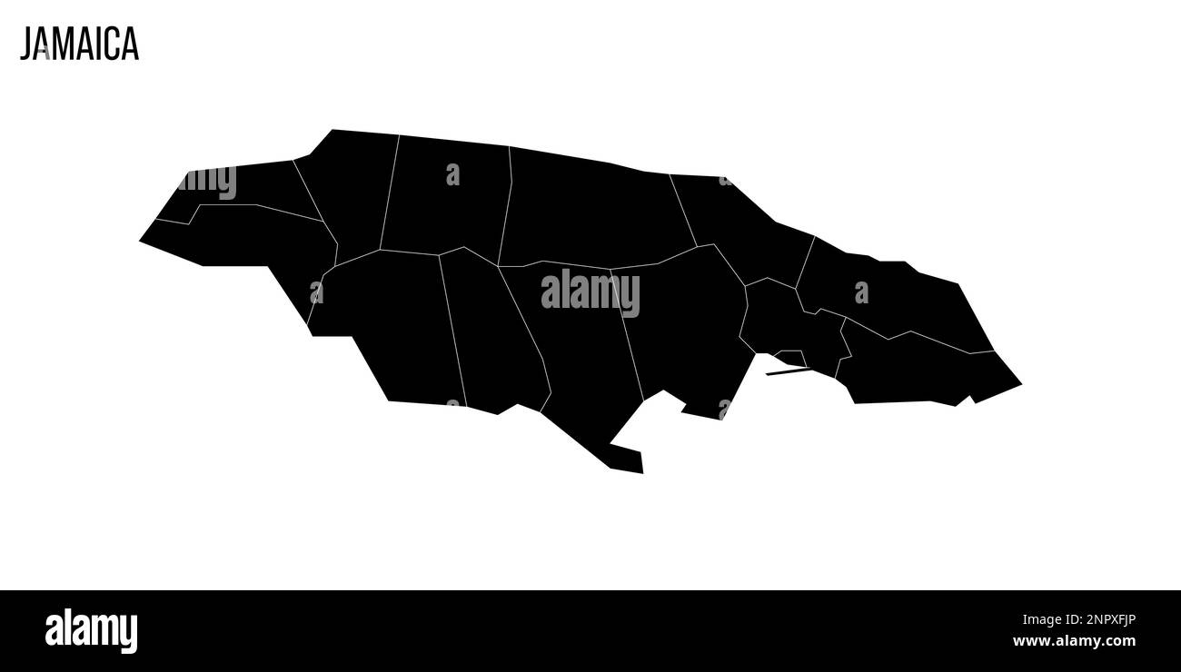 Jamaica political map of administrative divisions - parishes. Blank ...