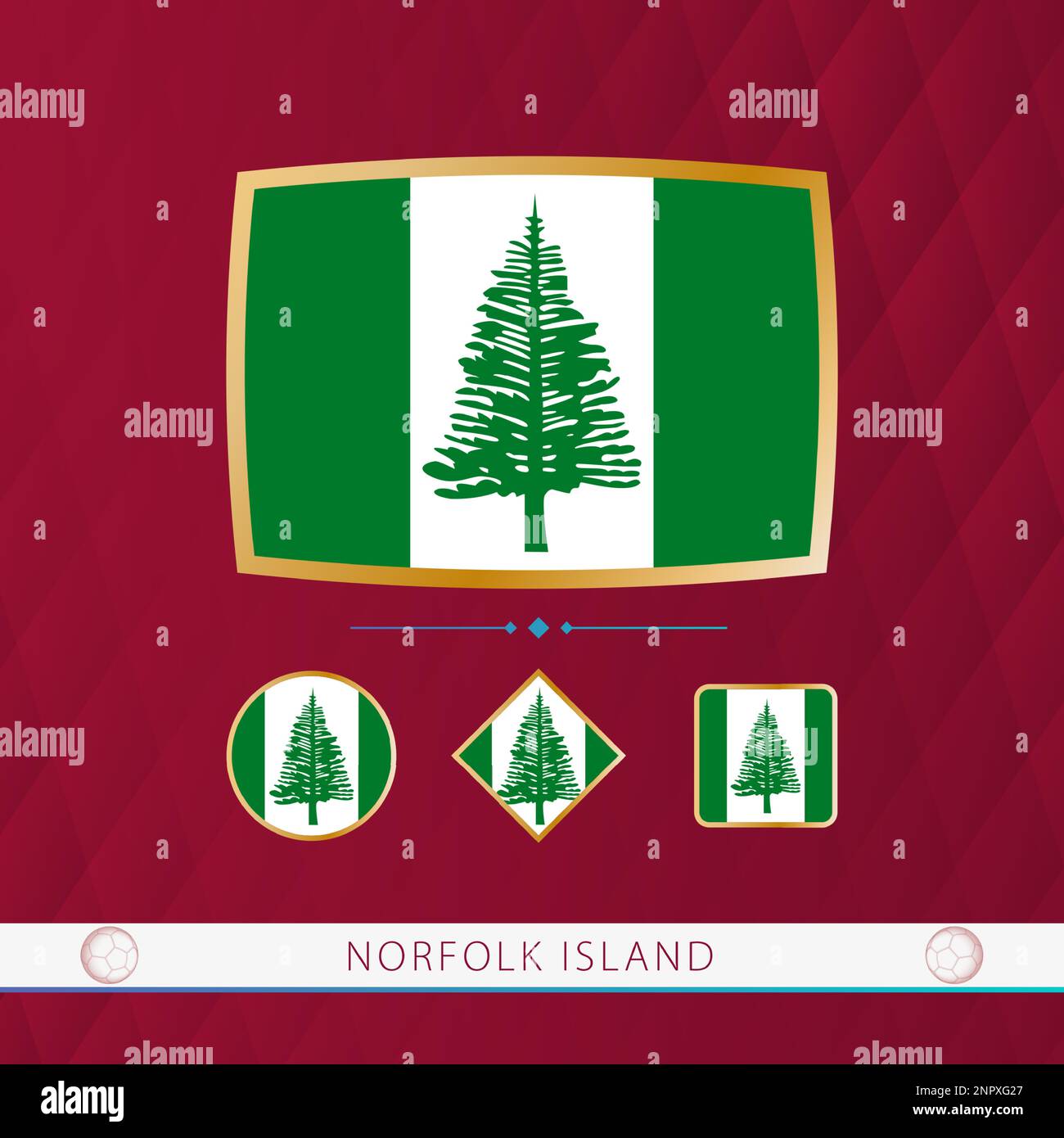 Set of Norfolk Island flags with gold frame for use at sporting events ...