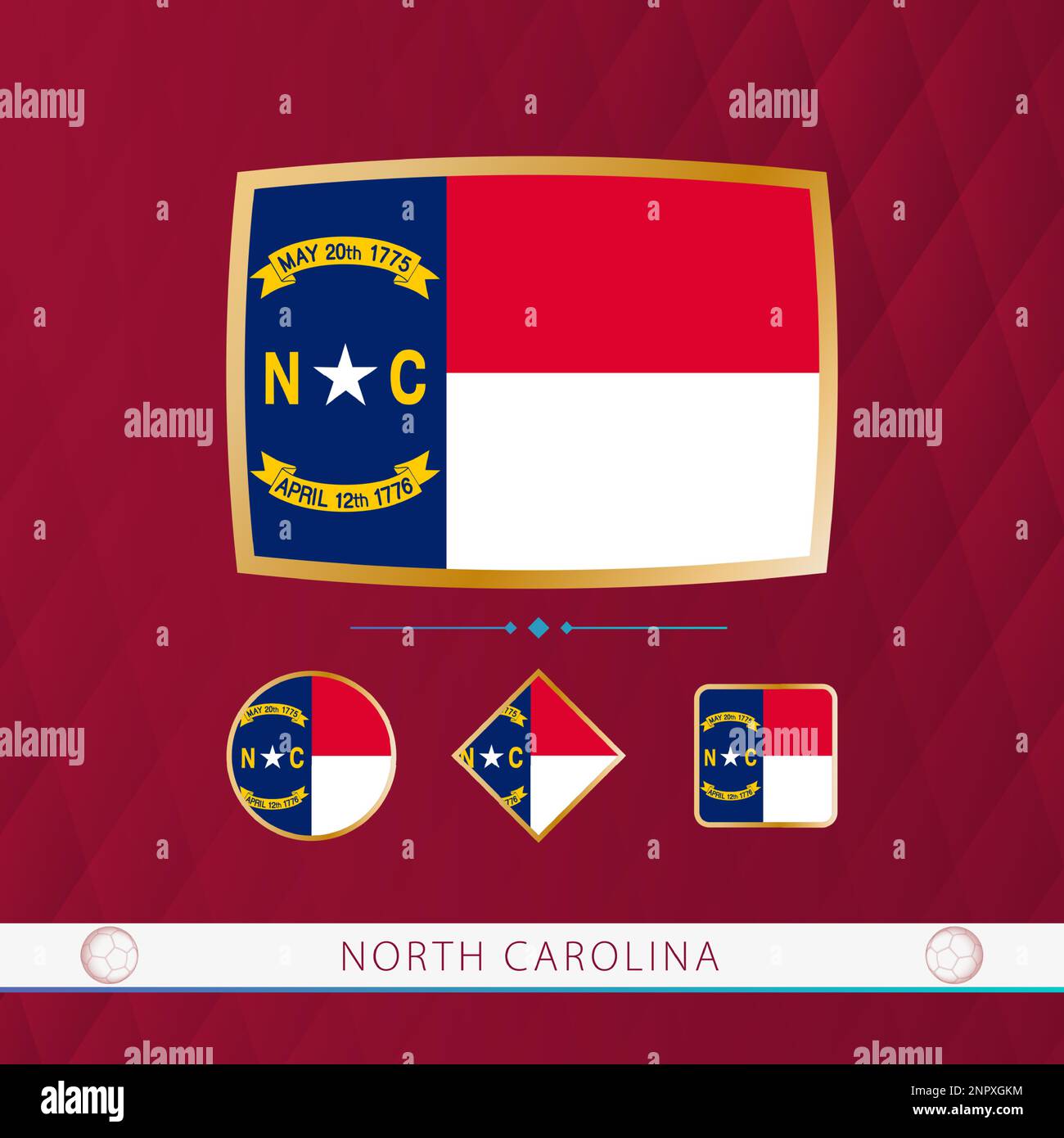 Set of North Carolina flags with gold frame for use at sporting events ...