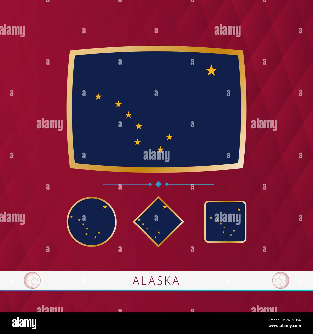 Set of Alaska flags with gold frame for use at sporting events on a ...