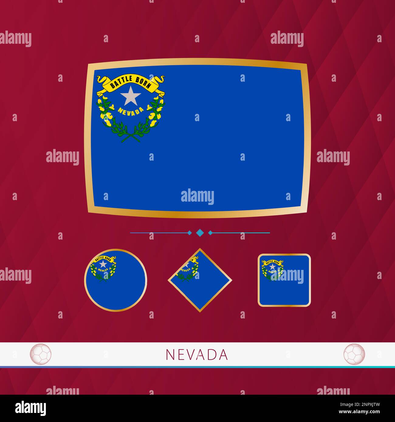 Set of Nevada flags with gold frame for use at sporting events on a ...