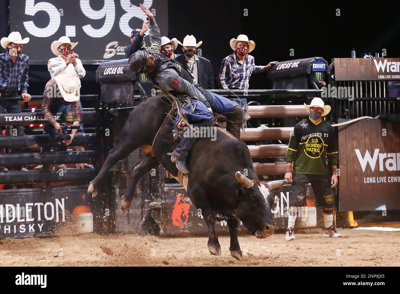 LAS VEGAS, NV - JUNE 19: Tyler Bingham rides bull Mr. Clean during the ...