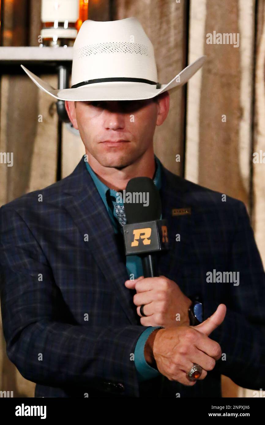 LAS VEGAS, NV - JUNE 19: RidePass commentator Colby Yates looks on ...