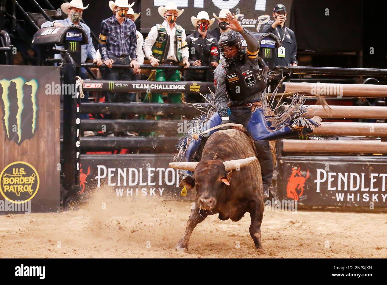 LAS VEGAS, NV - JUNE 19: Tyler Bingham rides bull Mr. Clean during the ...