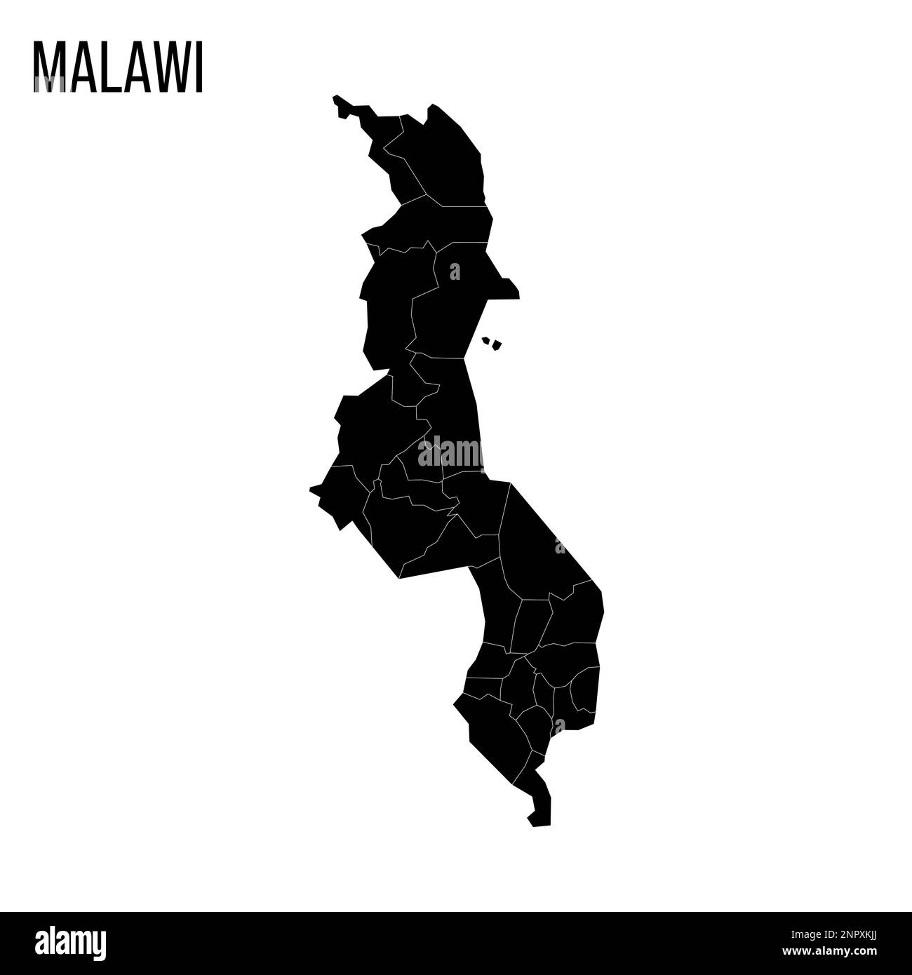 Malawi political map of administrative divisions - districts. Blank ...