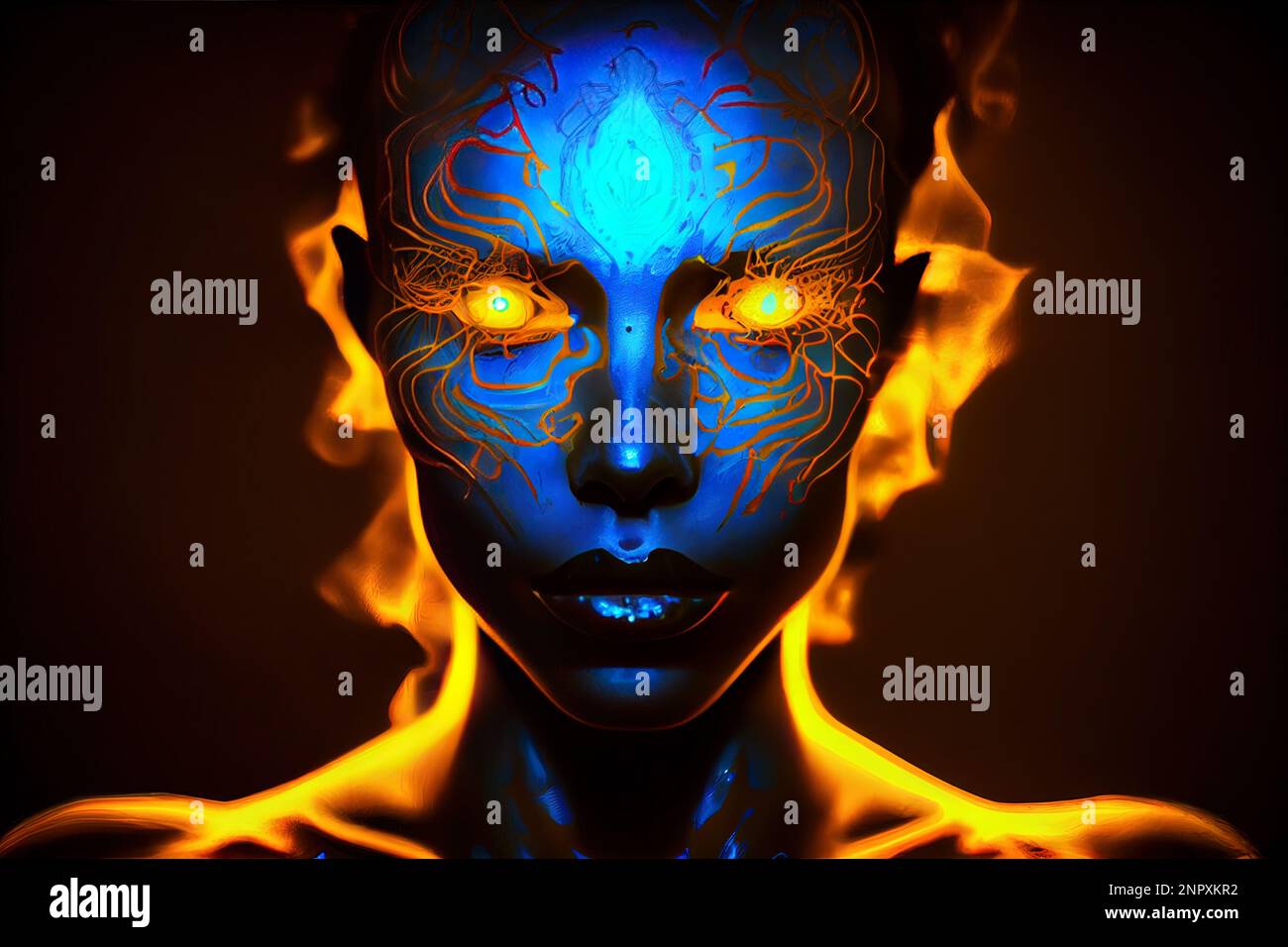 Esoteric spiritual meditation concept, person with enegry lines Stock ...