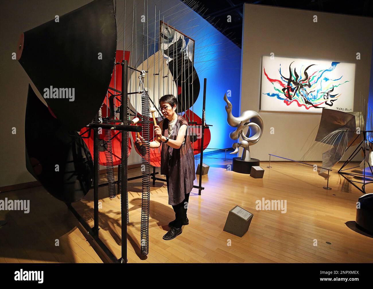 Japanese percussion player Sachiko Nagata plays Baschet Sound sculpture ...