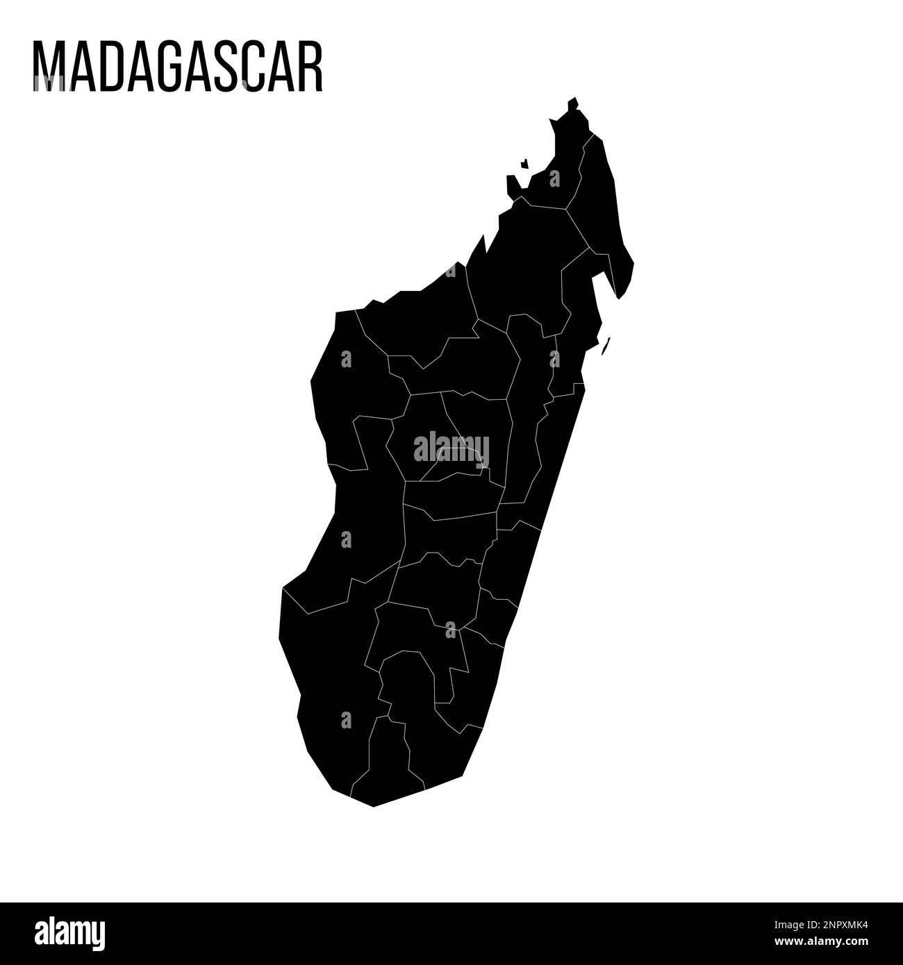 Madagascar political map of administrative divisions - regions. Blank ...
