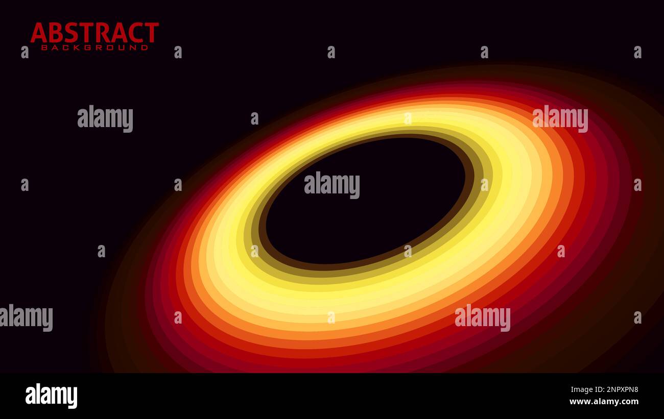 Striped disk in perspective with color gradation from yellow to carmine ...