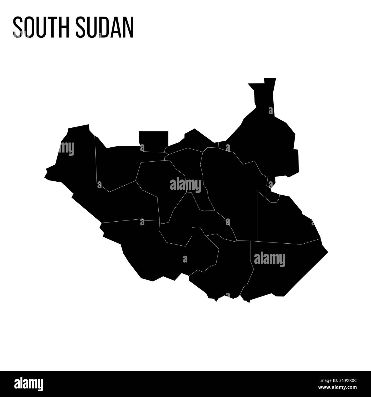 South Sudan political map of administrative divisions - states ...