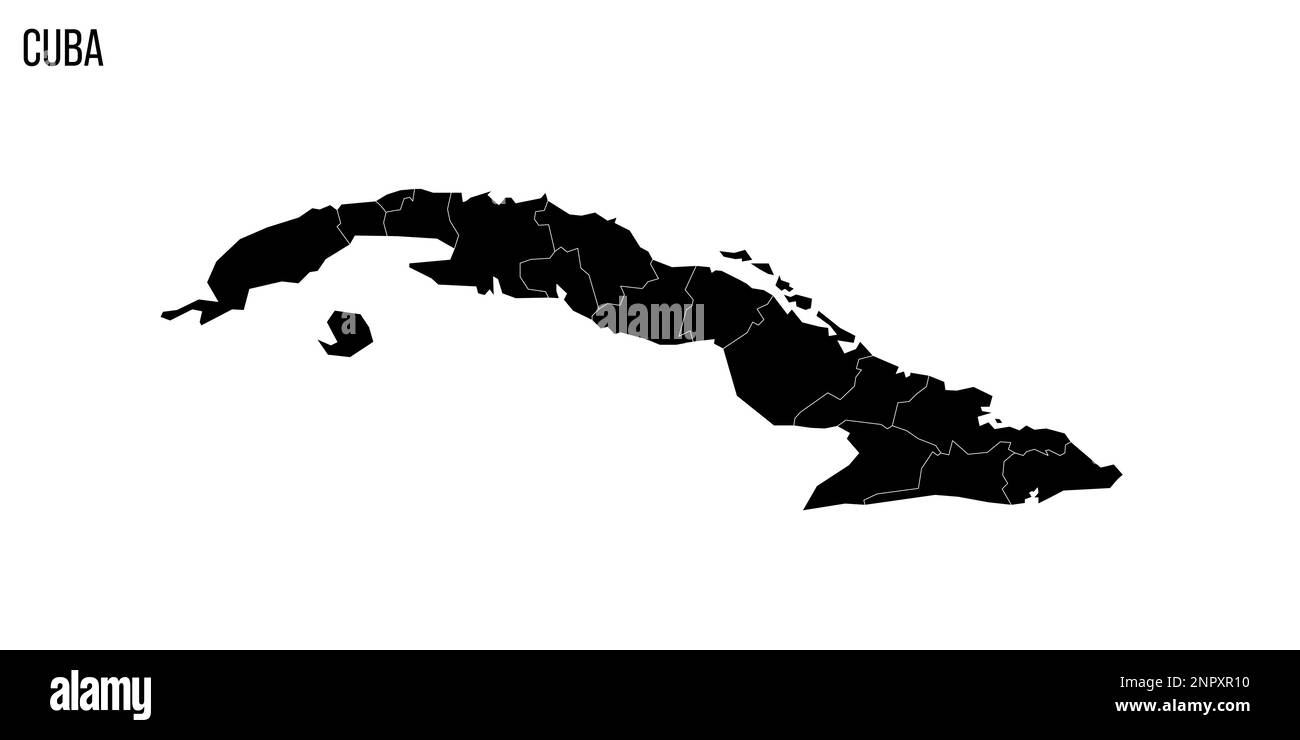 Cuba political map of administrative divisions - provinces. Blank black ...