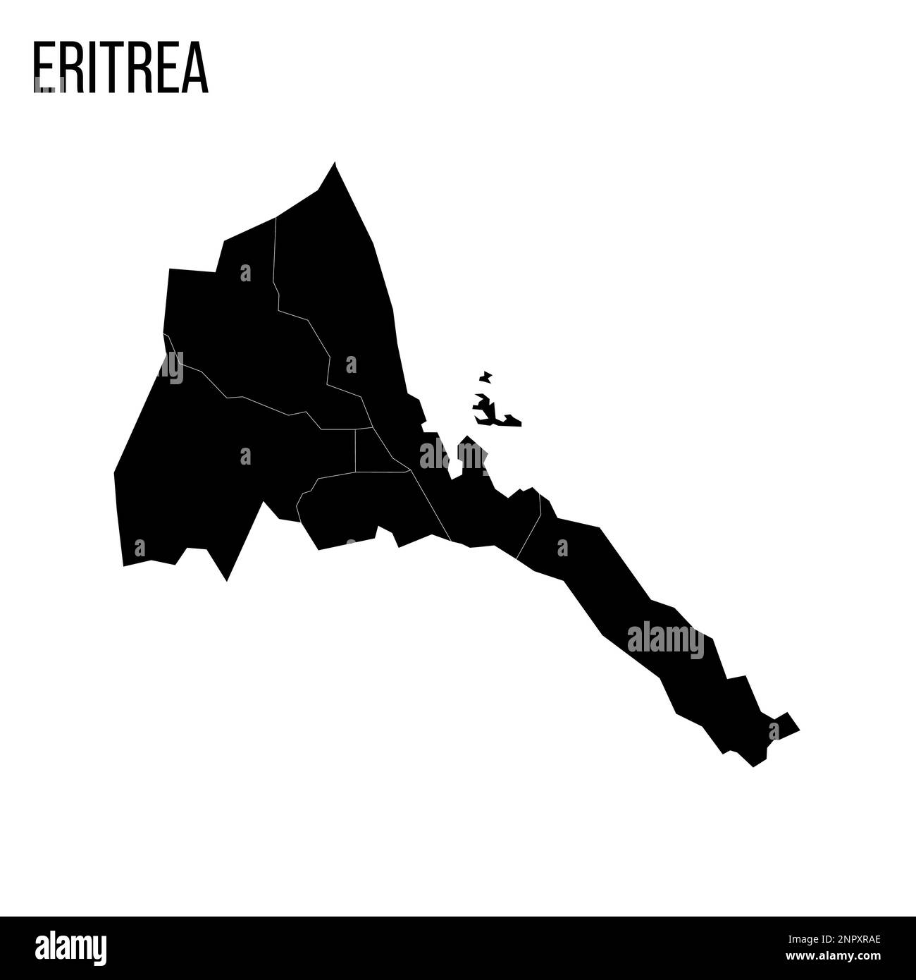 Eritrea political map of administrative divisions - regions. Blank ...