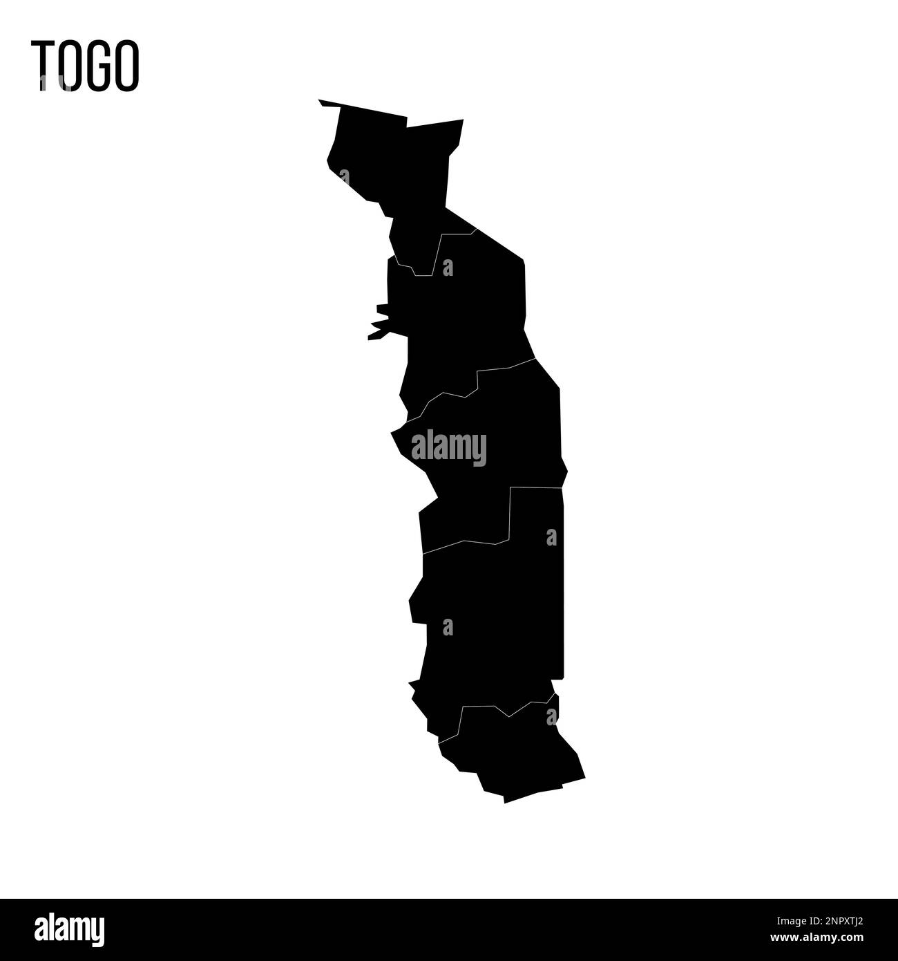 Togo political map of administrative divisions - regions. Blank black ...
