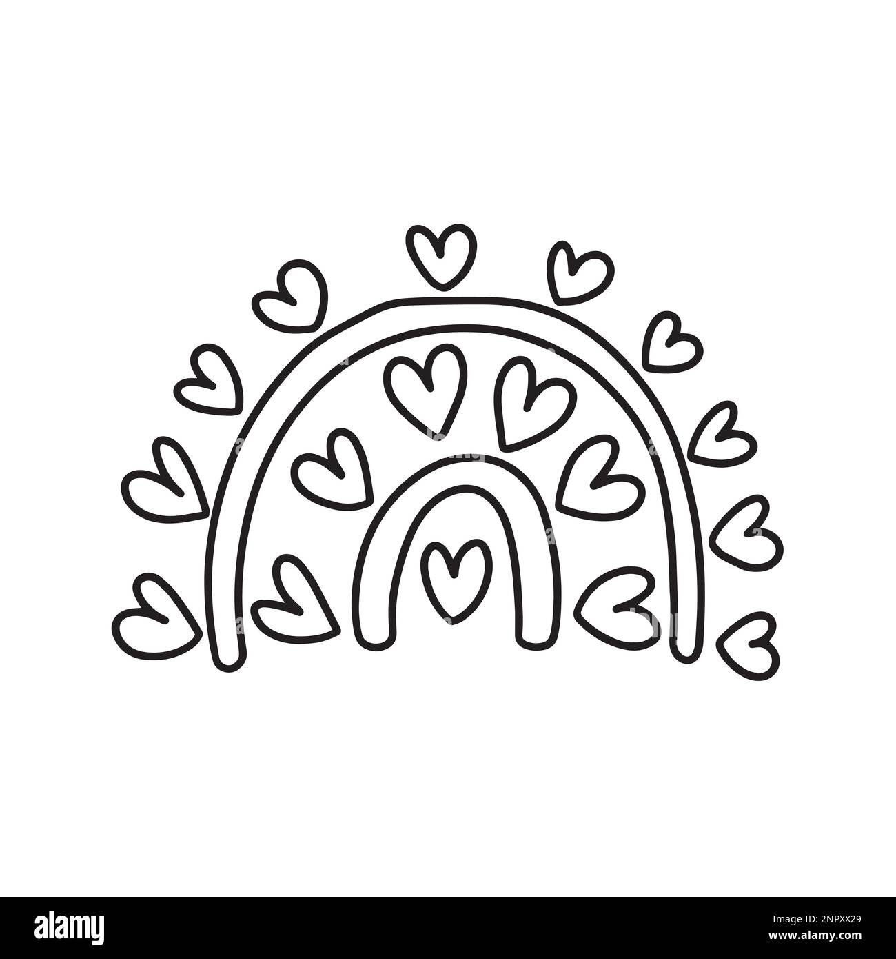 Cute rainbow with hearts Stock Vector Image & Art - Alamy